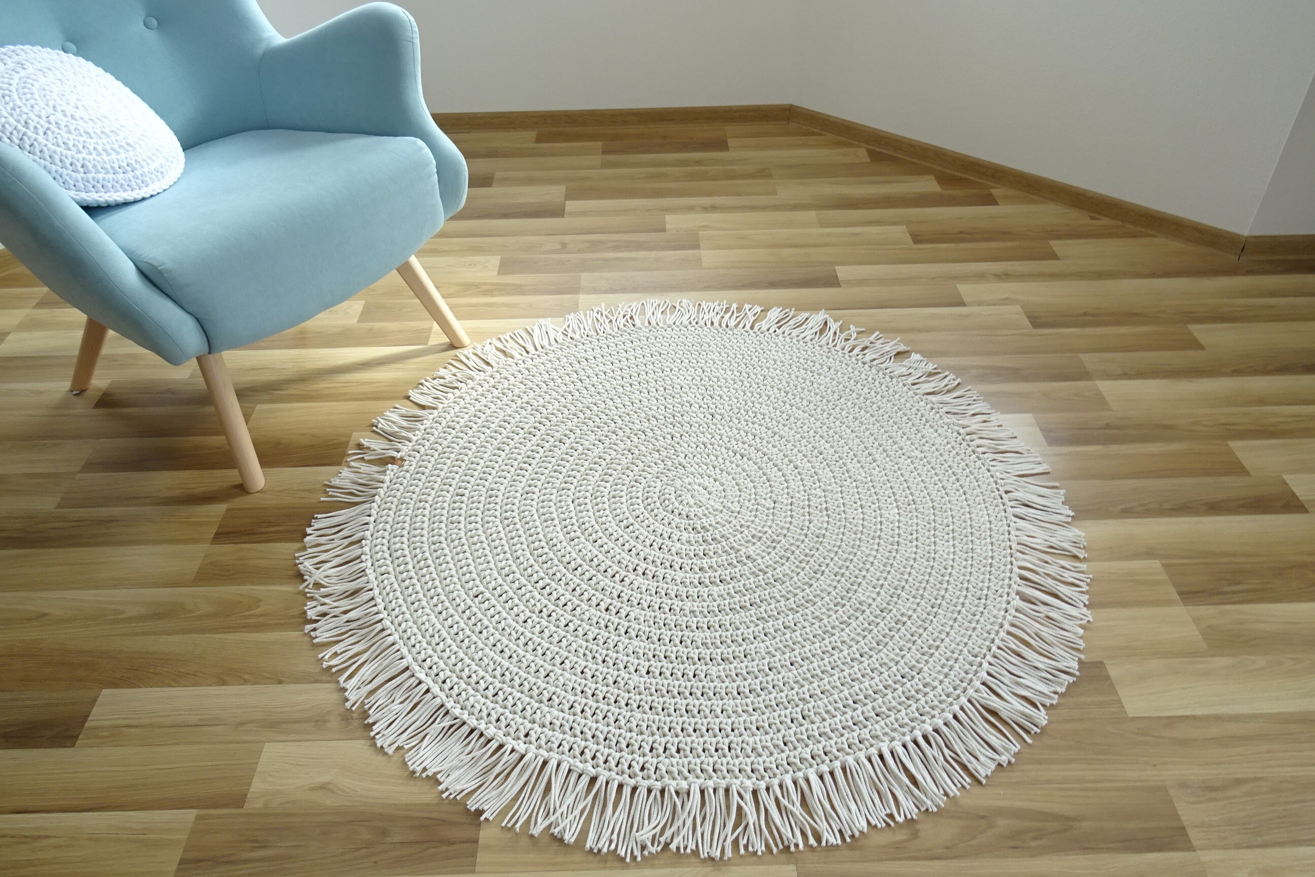 Boho area rug crochet round rug boho fringe rug crochet | Etsy