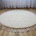 Macrame Rug Round With Fringe Beige Round Rug Macrame - Etsy