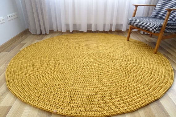 Mustard Yellow Round Rug Boho Rug Modern Rug Washable Rug - Etsy