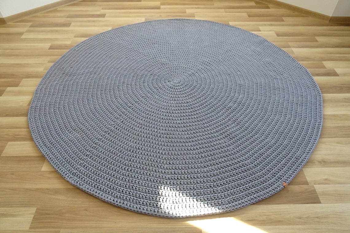 Large Round Living Room Rug Round Rug Under Round Table Gray | Etsy