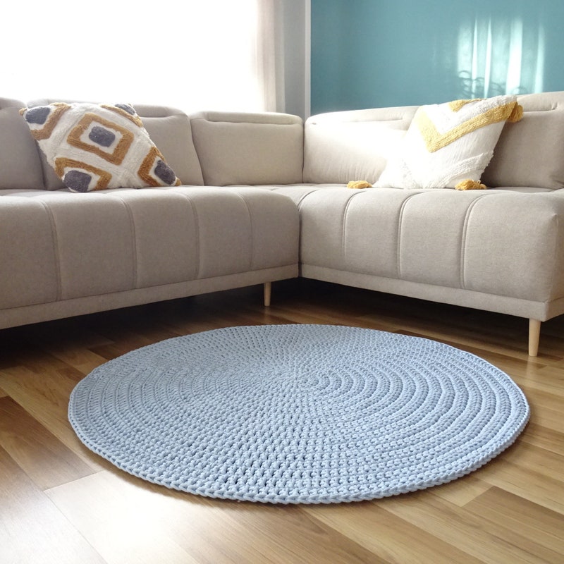 Blue Round Rug - Etsy