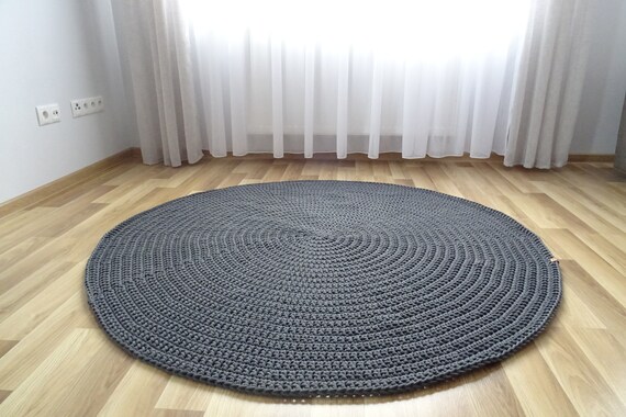 Dark Grey Round Rug Rugs for Living Room Handmade Rug | Etsy