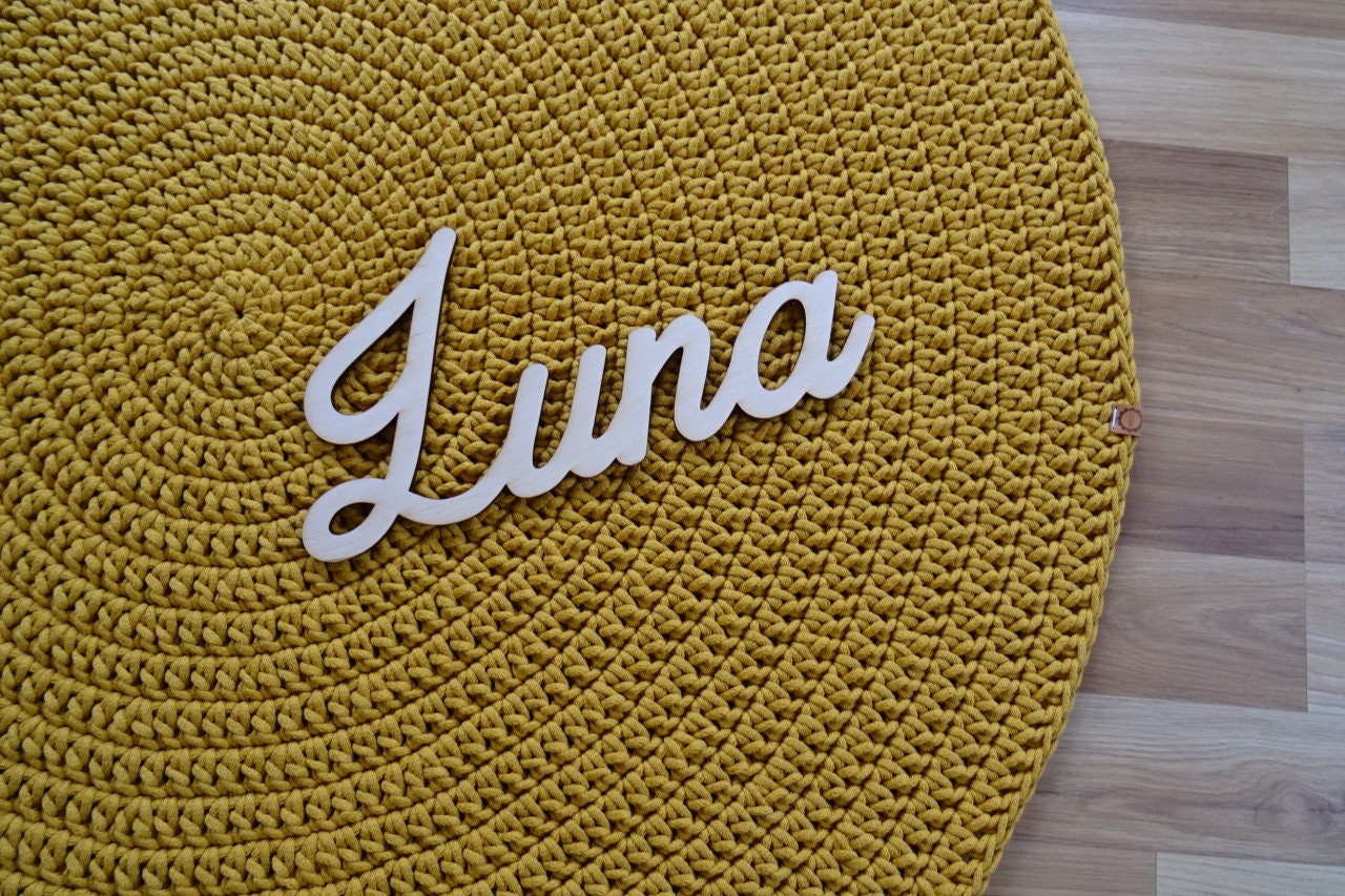 Nursery Round Rug Mustard Yellow Round Rug Crochet Small | Etsy
