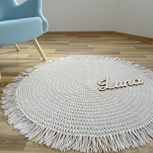 Boho Area Rug, Crochet Round Rug, Boho Fringe Rug, Crochet Round Rug ...