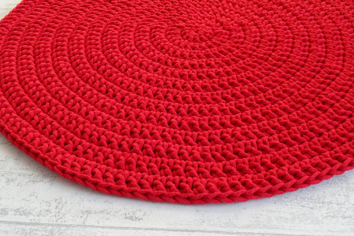 Braided Round Rug Red Small Round Rug Crochet Rug Round - Etsy
