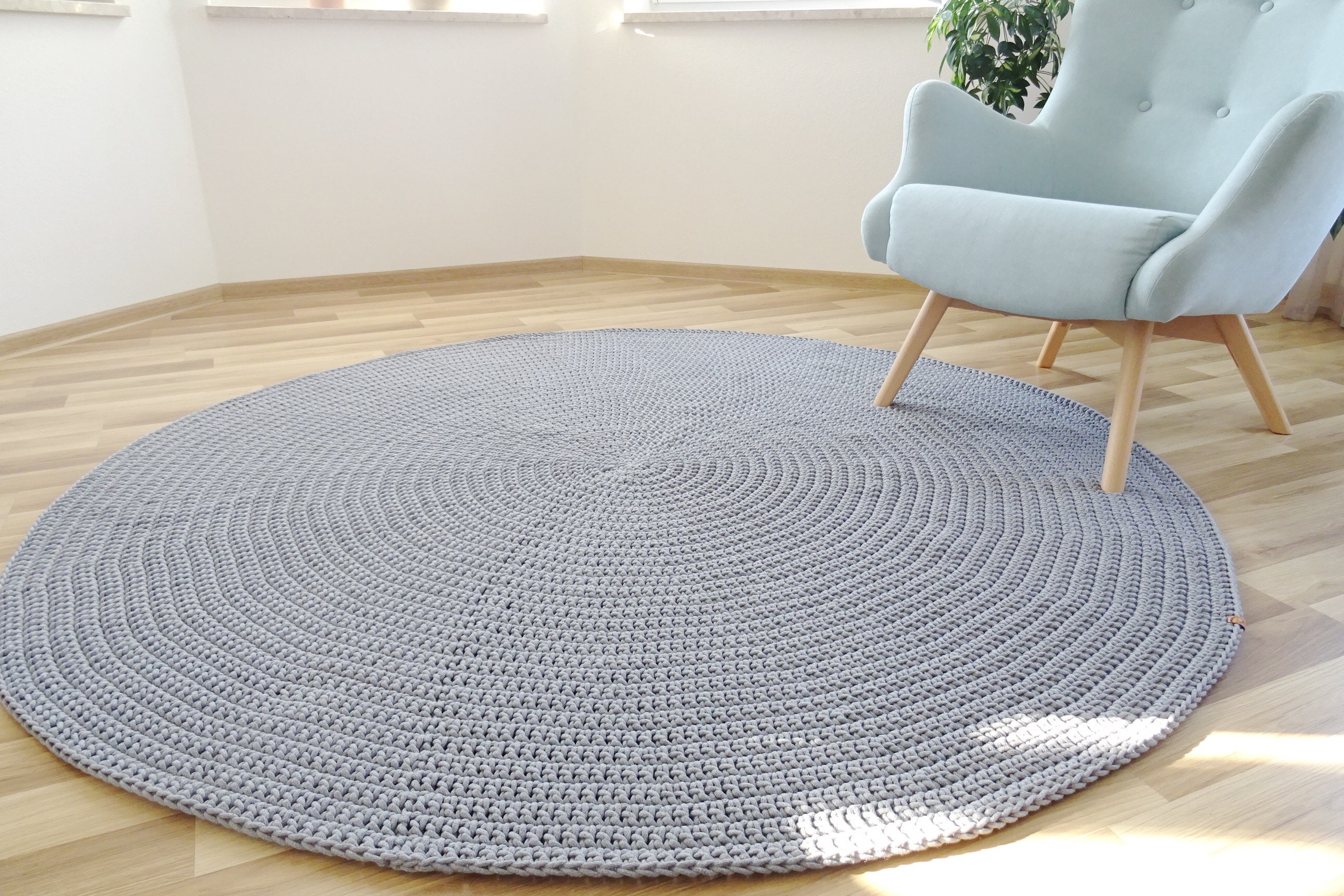 Large Round Living Room rug Round rug under round table gray | Etsy
