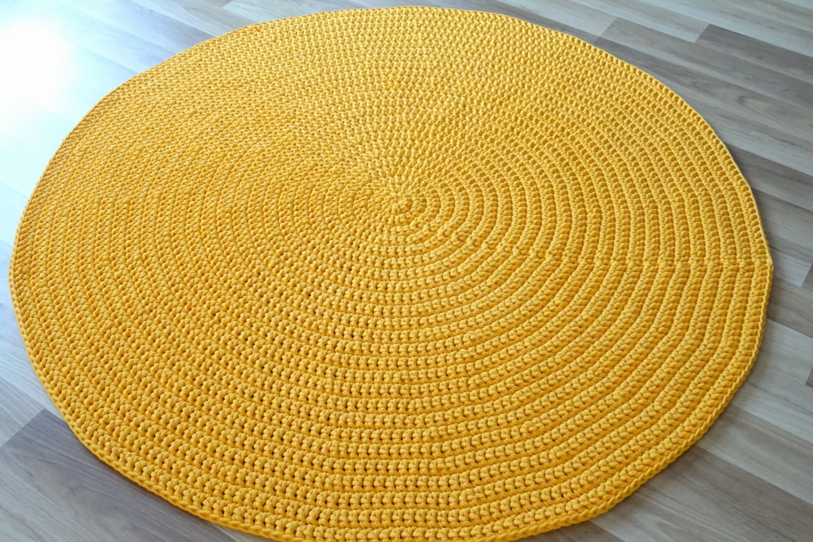 Yellow Round Crochet Rug NURSERY RUG Area Rug Kids - Etsy