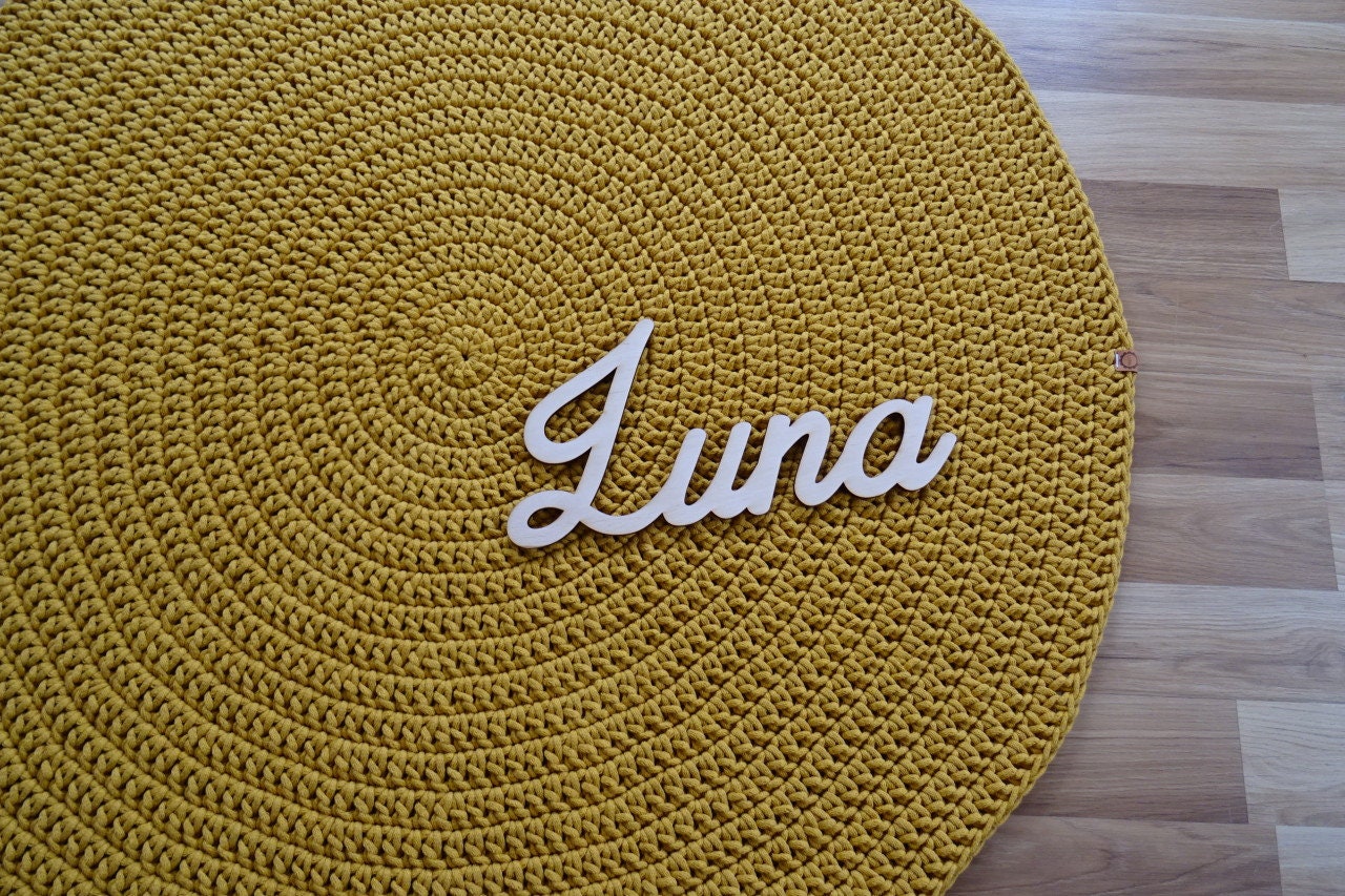 Nursery Round Rug Mustard Yellow Round Rug Crochet Small | Etsy