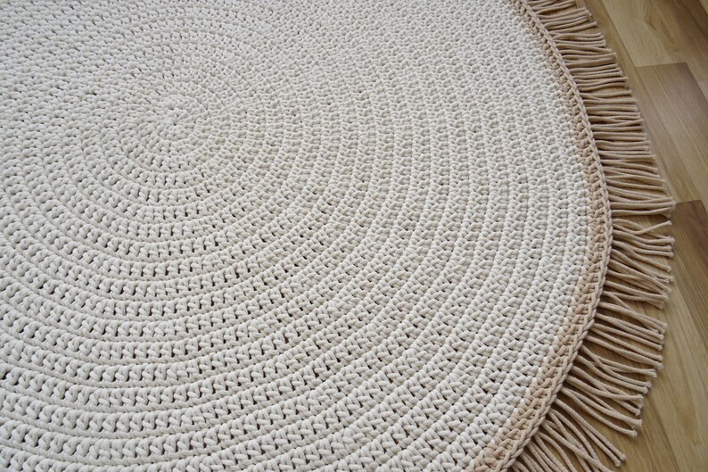 Ivory Round Rug With Fringe Round Nursery Rug Boho Rugs for - Etsy