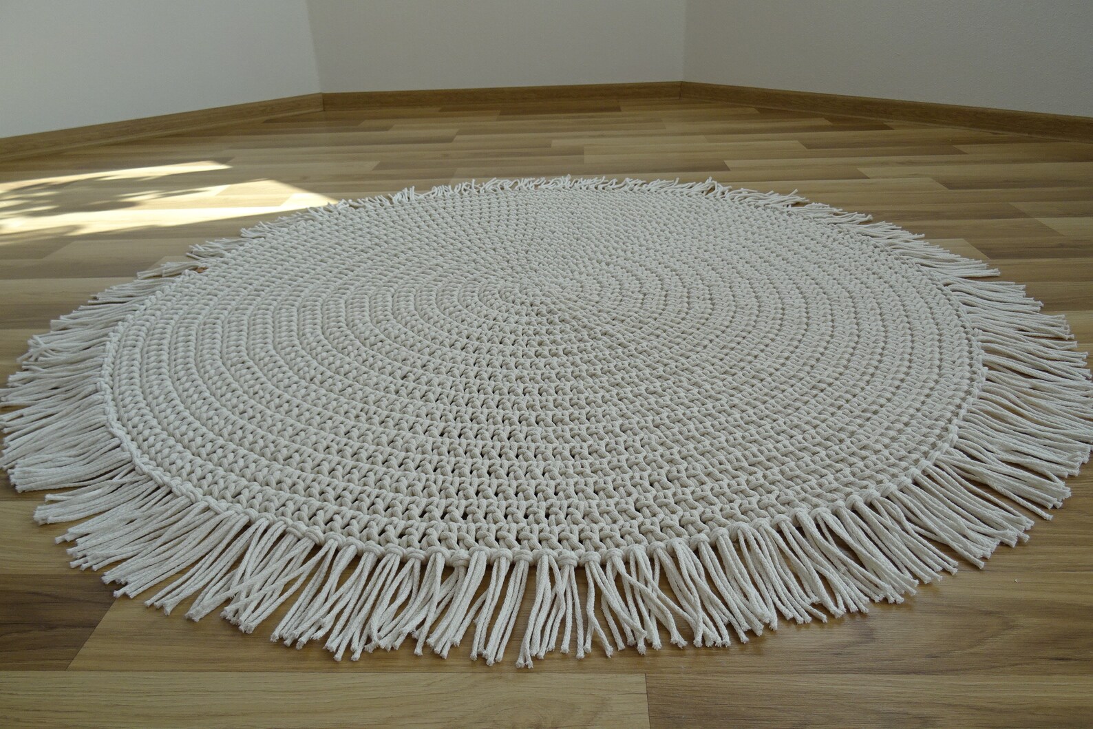 Boho Area Rug Crochet Round Rug Boho Fringe Rug Crochet - Etsy