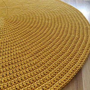 Mustard Yellow Rug Round, Yellow Rug, Crochet Carpet, Round Rug for ...