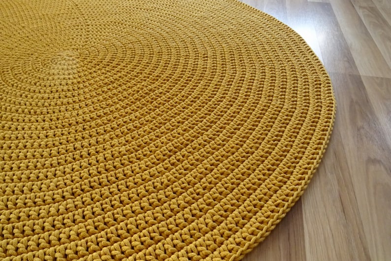 Mustard Yellow Rug Round Yellow Rug Crochet Carpet Round - Etsy