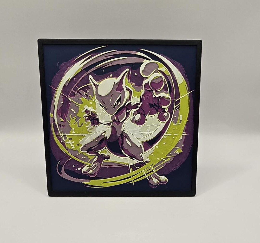 Pokemon | Hueforge | Art Poster | 3d-print | Mewtwo | Desktop Art ...