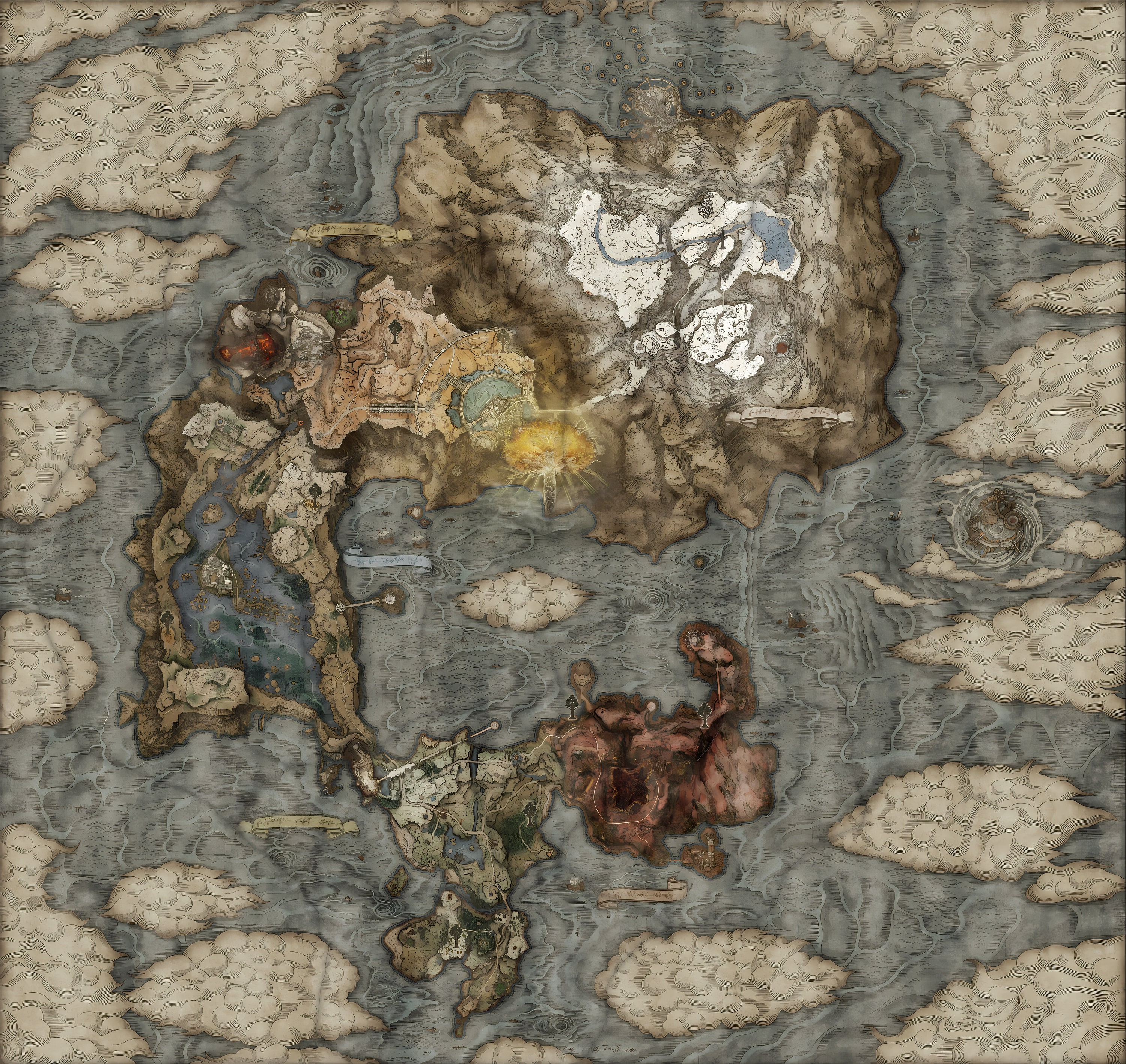 Elden Ring Map Poster, Fantasy World Map Wall Art, Detailed RPG Map ...