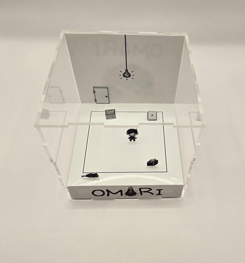 Omori | 3D | Cube Diorama | Handmade | Unique | Gaming Decor | White ...