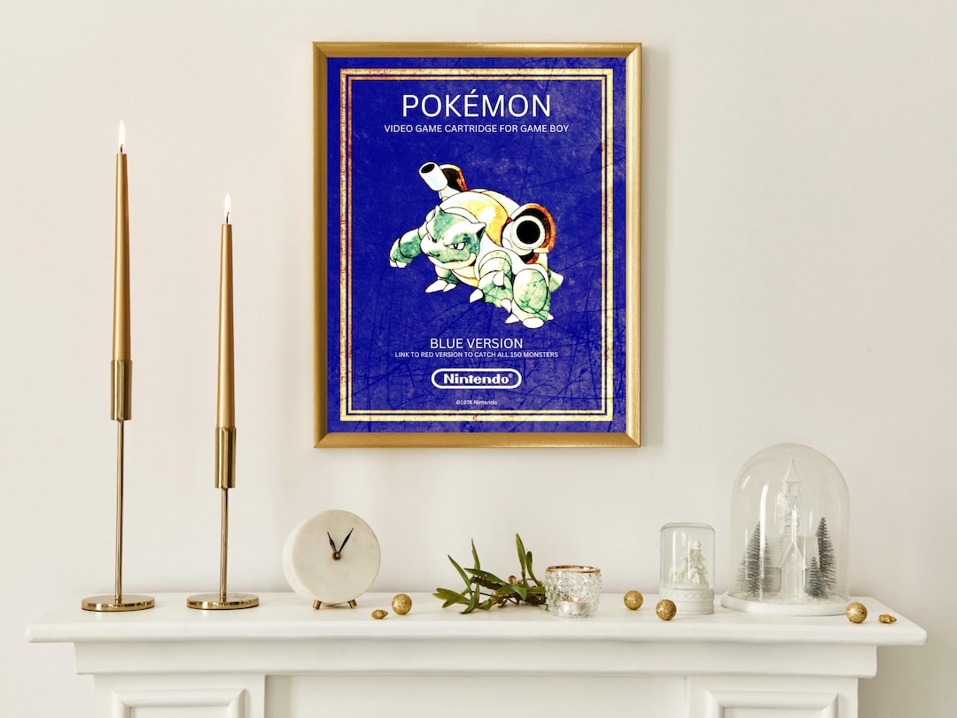 Vintage Retro Pokemon Blue Game Boy Classic Nostalgic Wall Art Poster ...
