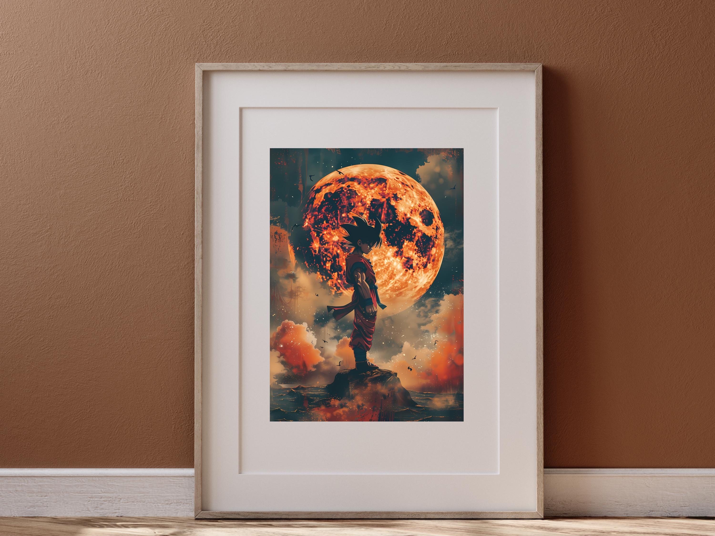 Dragon Ball Z Goku Moon Gaming Anime 80's Character Unique Wall Art ...