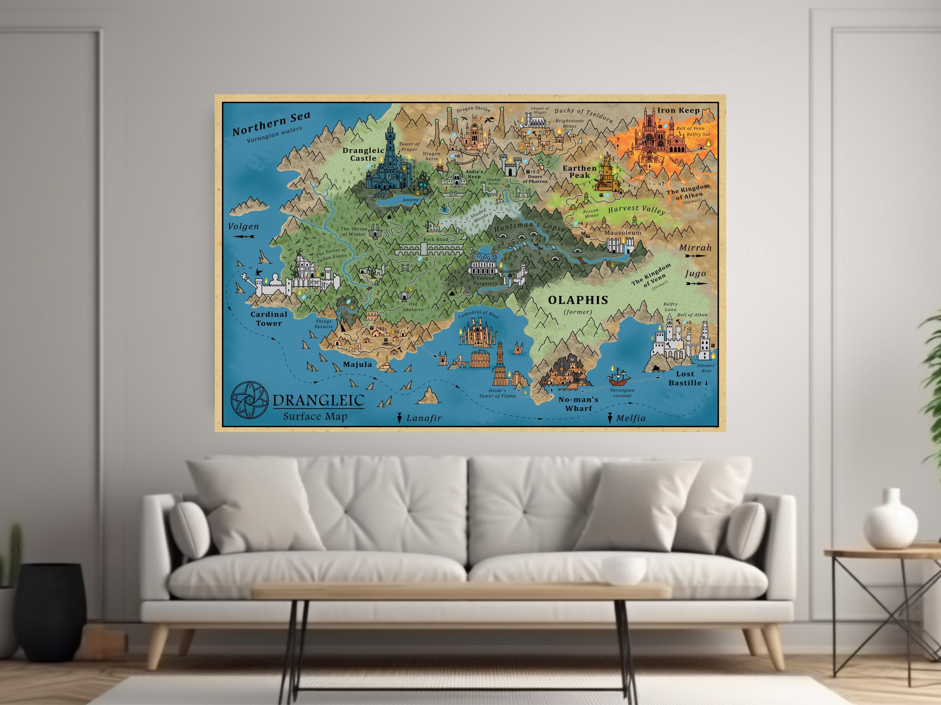 Dark Souls Drangleic Region Map Poster Gaming Art Original Gaming ...