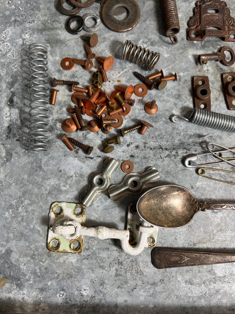 Junk Drawer Lot, Vintage Rusty Metal, Art Assemblage Supplies, Found ...