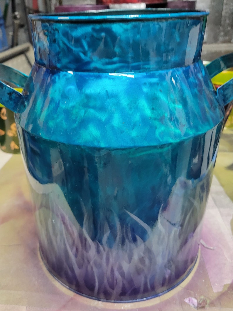 Custom Painted Milk Can. One of a Kind. Custom Candy Blues. - Etsy