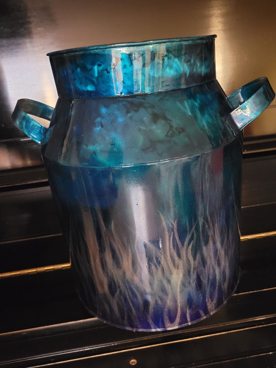 Custom Painted Milk Can. One of a Kind. Custom Candy Blues. With Highly ...
