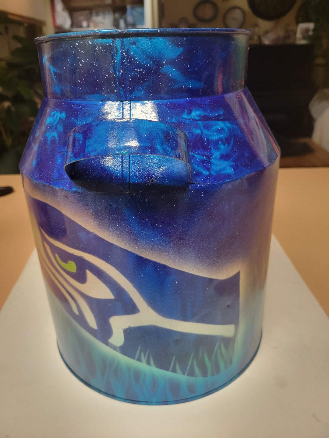 Milk Can Custom Candy Pearl Paint With Seahawk Theme. Painted With ...