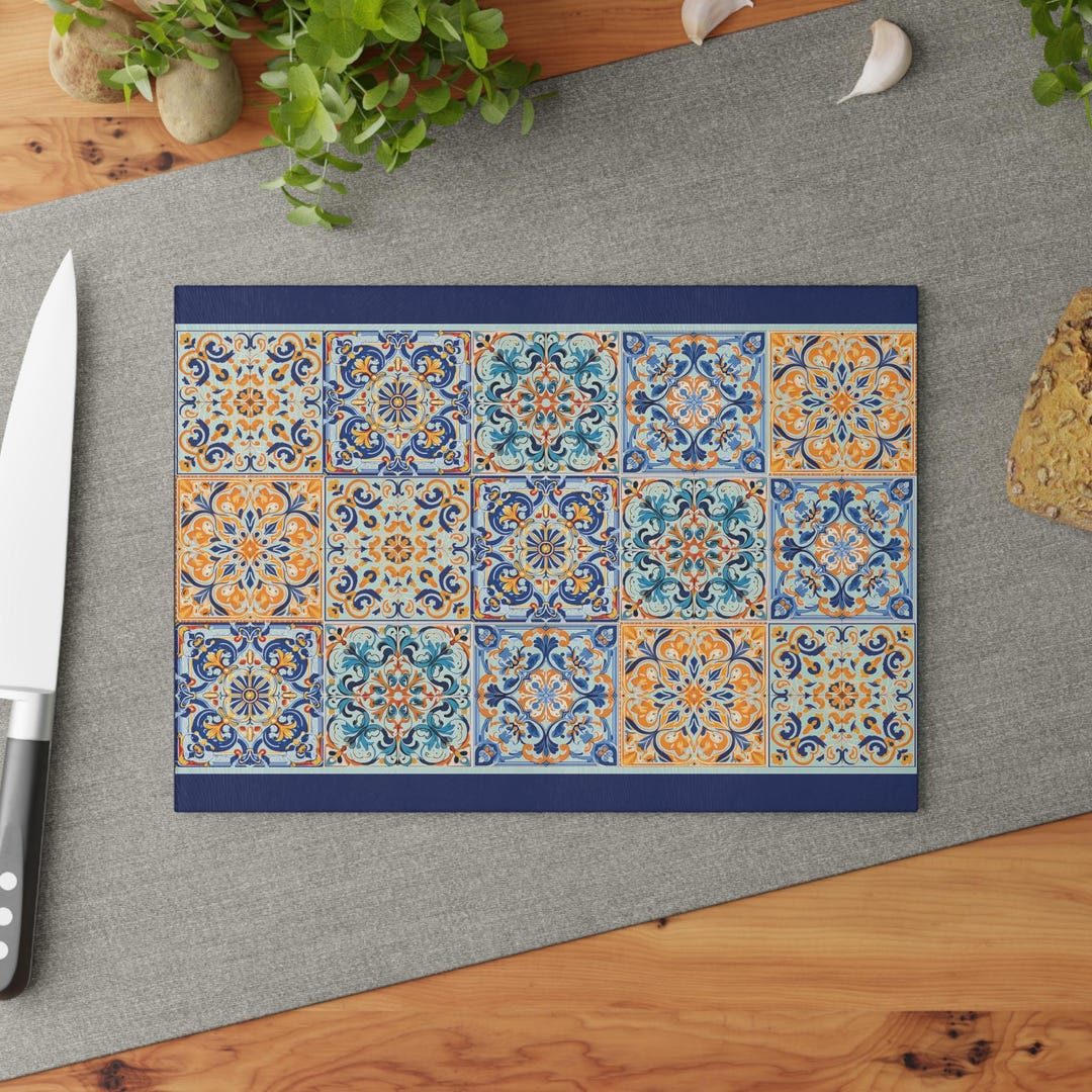 Azulejos Glass Cooking Cutting Board for the Kitchen and Appealing ...