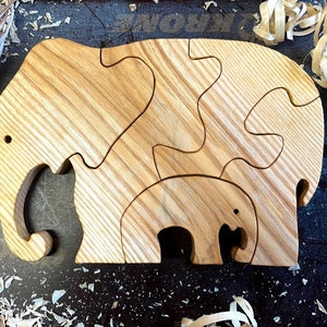 Elephant Wooden Puzzle, Animal Puzzle for Kids, Safari Animals ...