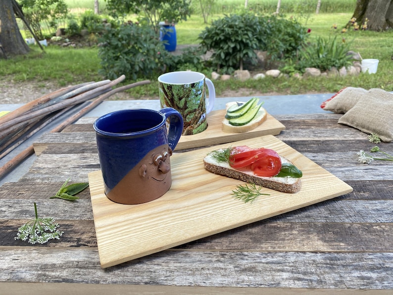 Small Wooden Breakfast Tray Mini Serving Plate With Cup - Etsy