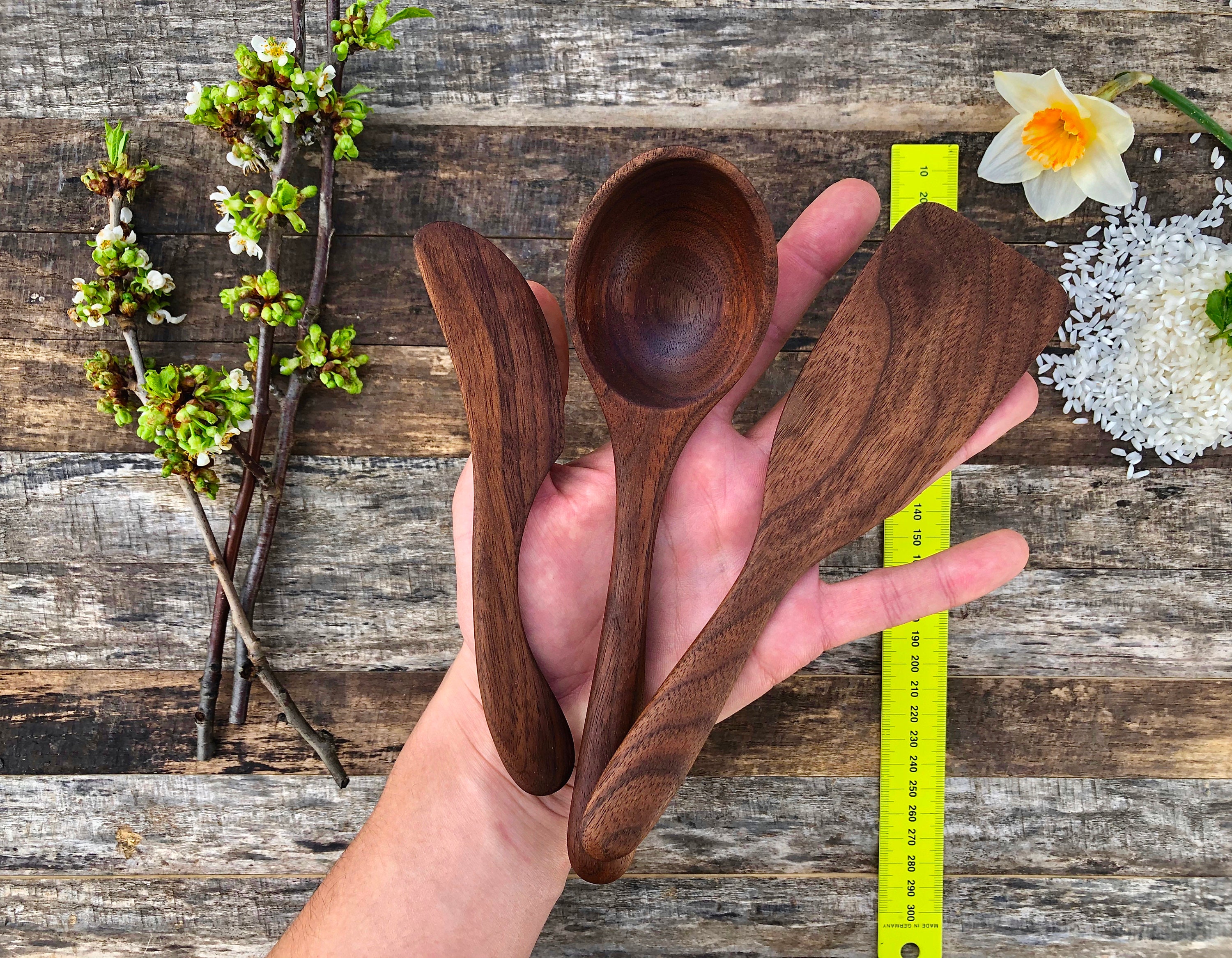 Walnut Wood Kitchen Set Dark Color Utensils Chef Gift Set - Etsy