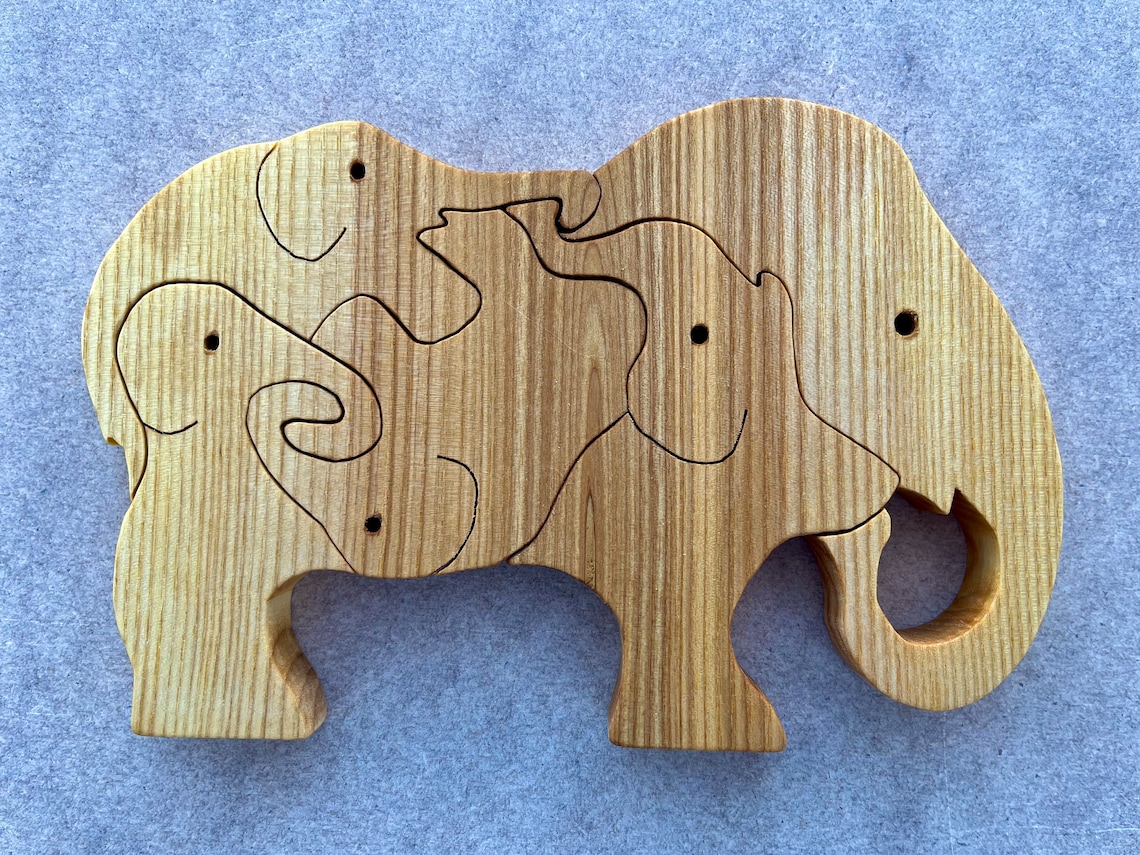 Elephant Wooden Puzzle Safari Animals Puzzle for Kids - Etsy