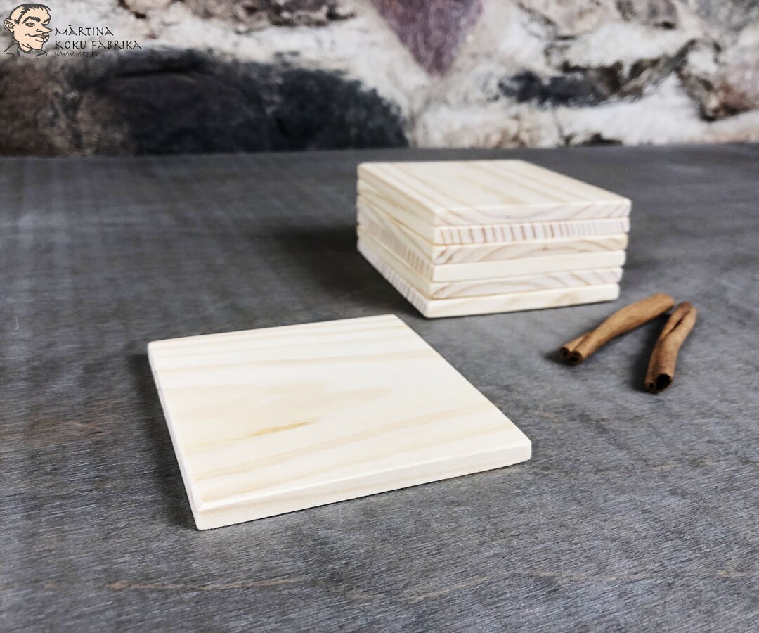 Set of 50 Blank Coasters, 3.5 Inch Square Pine Wood Tiles, Unfinished ...
