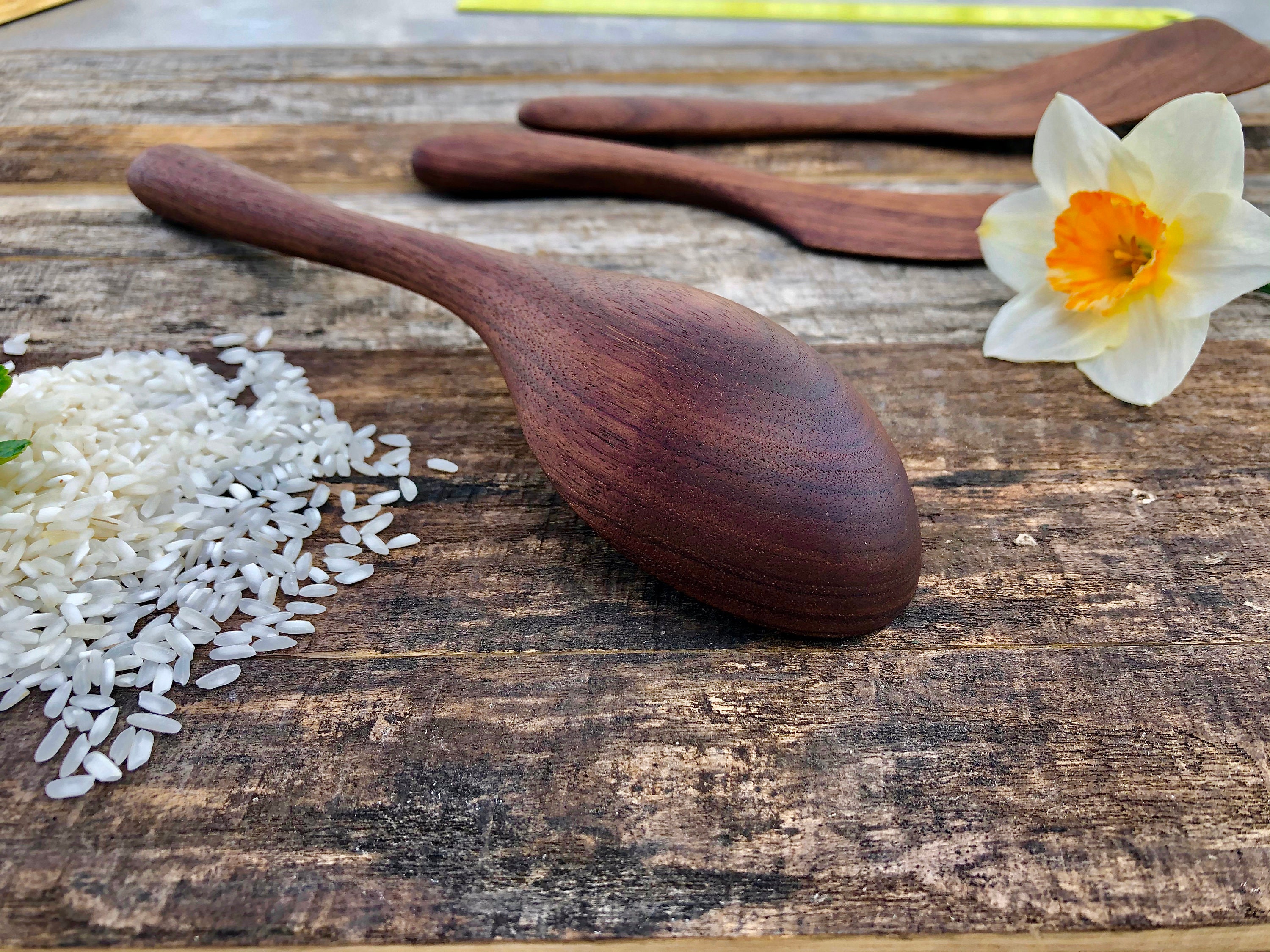 Walnut Wood Kitchen Set, Dark Color Utensils, Chef Gift Set, Handmade ...