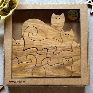 Wooden Jigsaw Cat Puzzle 6 Piece Puzzle for Kids, Autumn Cats, Animal ...