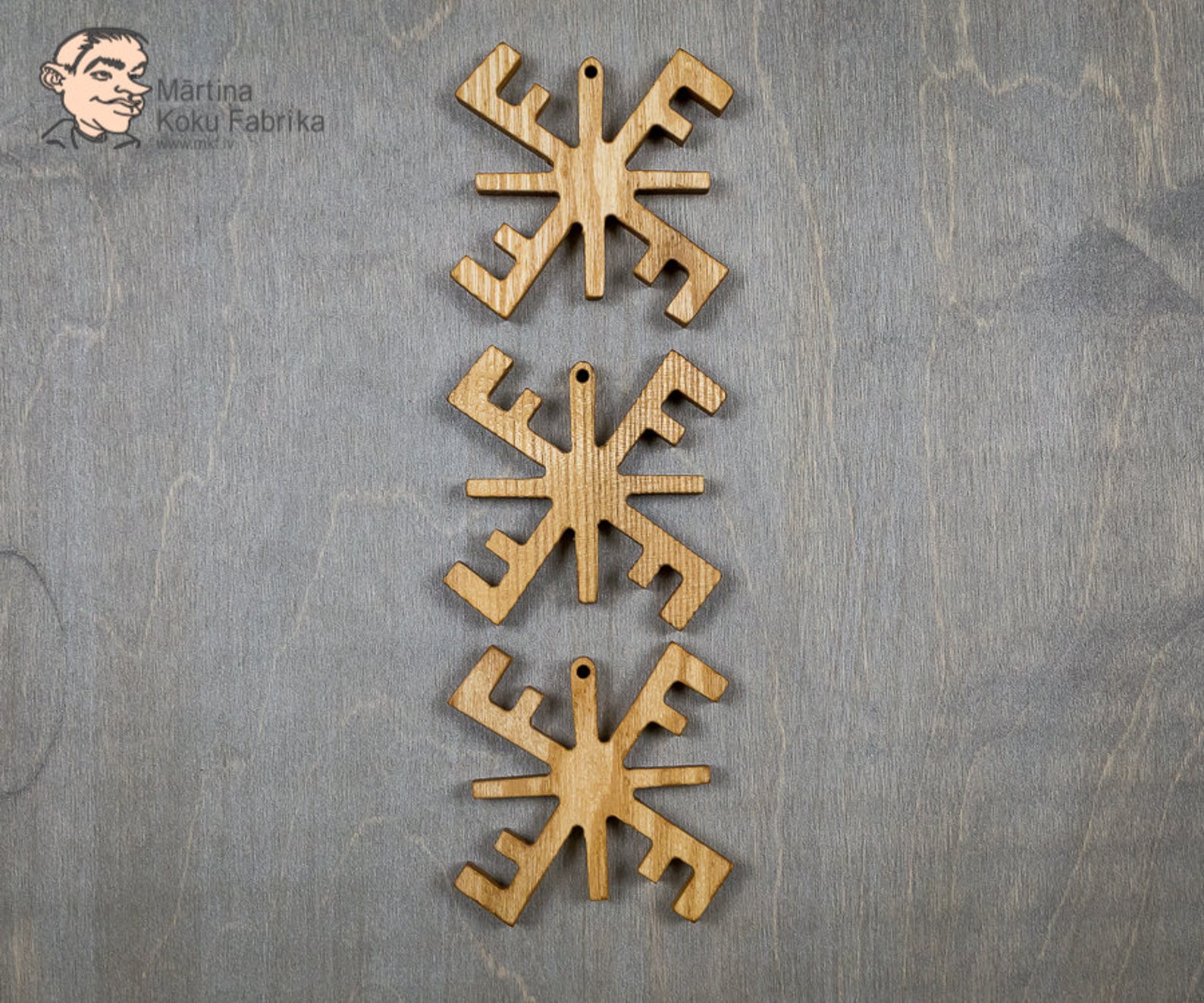 Latvian Fire Cross Wood Symbol, Snowflake Shape Wooden Ornament ...
