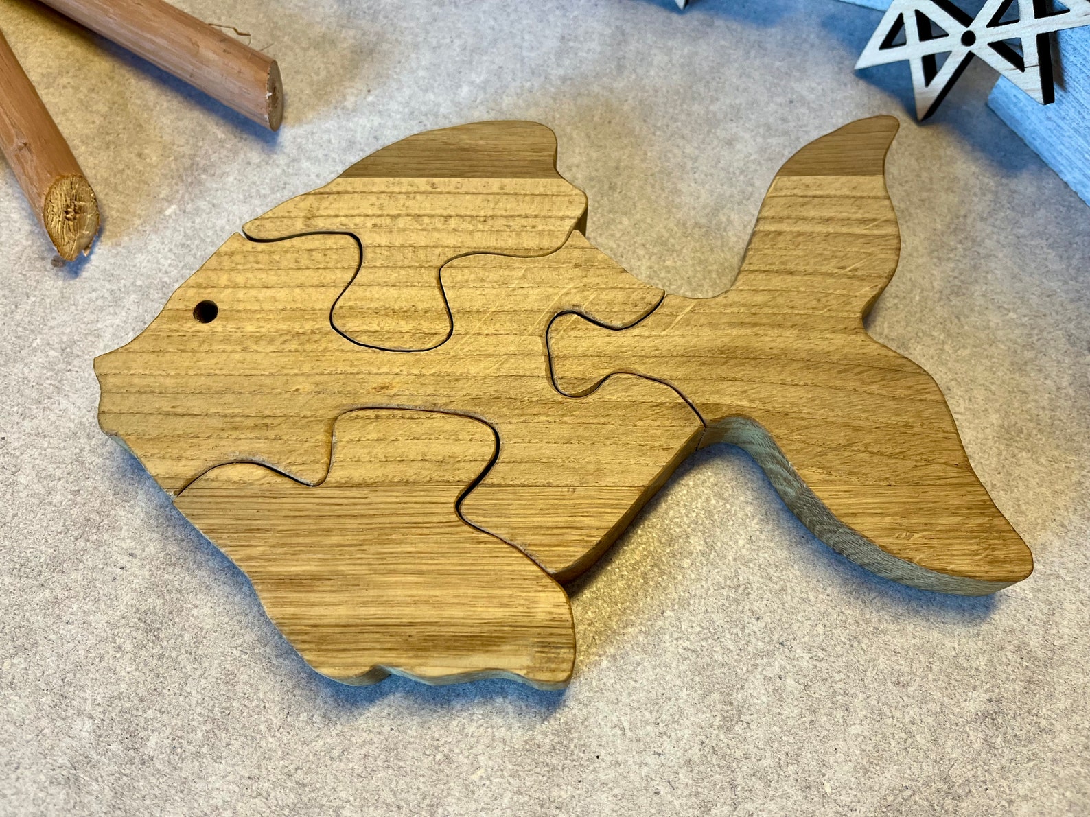 Fish Puzzle for Children, Wooden Jigsaw Fish Form, Wooden Animal Toy ...