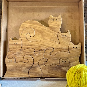 Wooden Jigsaw Cat Puzzle 6 Piece Puzzle for Kids, Autumn Cats, Animal ...