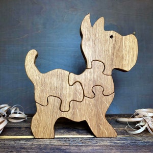 Jigsaw Wooden Animal Puzzle, Doggy Shape Puzzle for Kids, Montessori ...