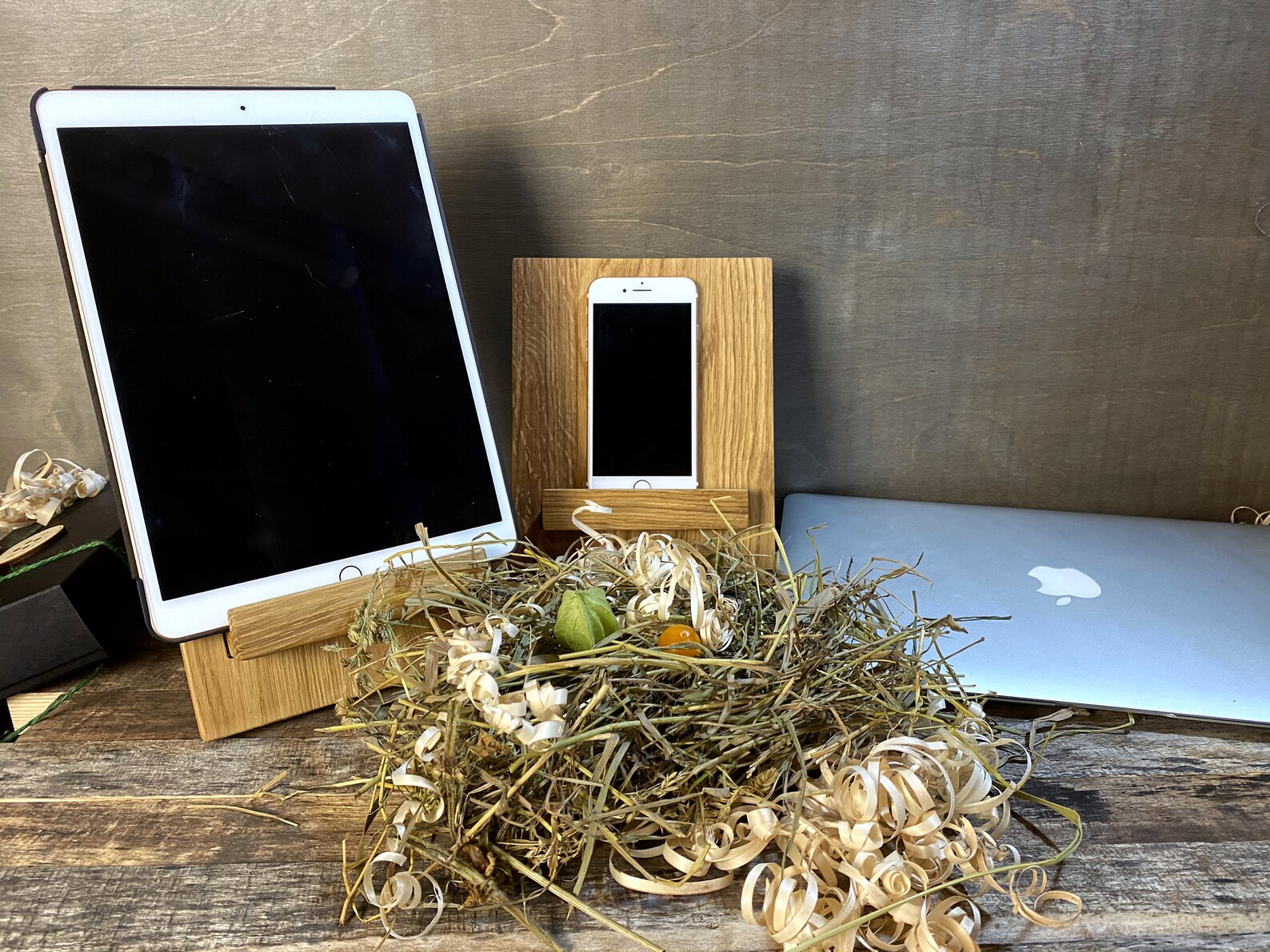 Oak Wood Stand Tablet Stand Multi Device Stand Simple Wood - Etsy