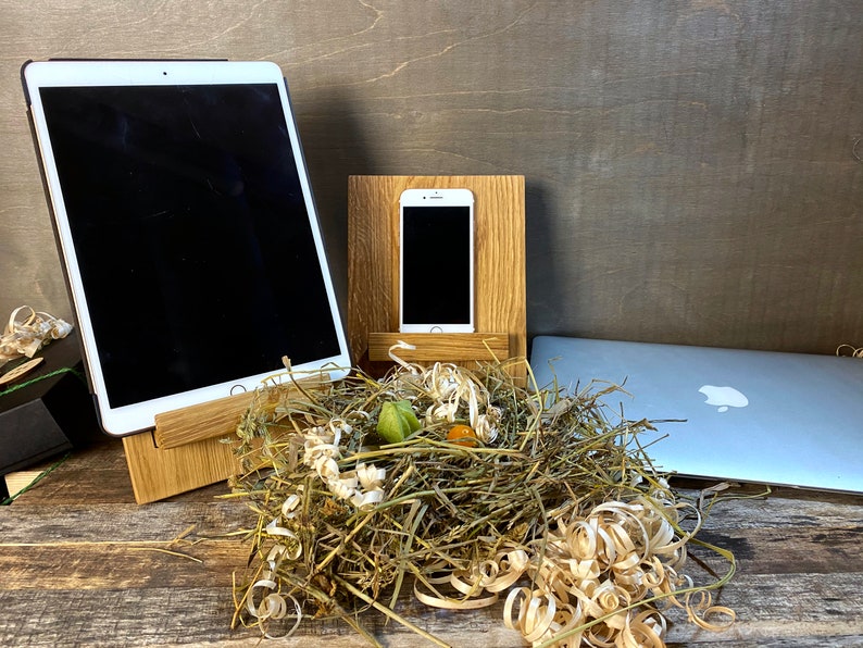Oak Wood Stand Tablet Stand Multi Device Stand Simple Wood - Etsy