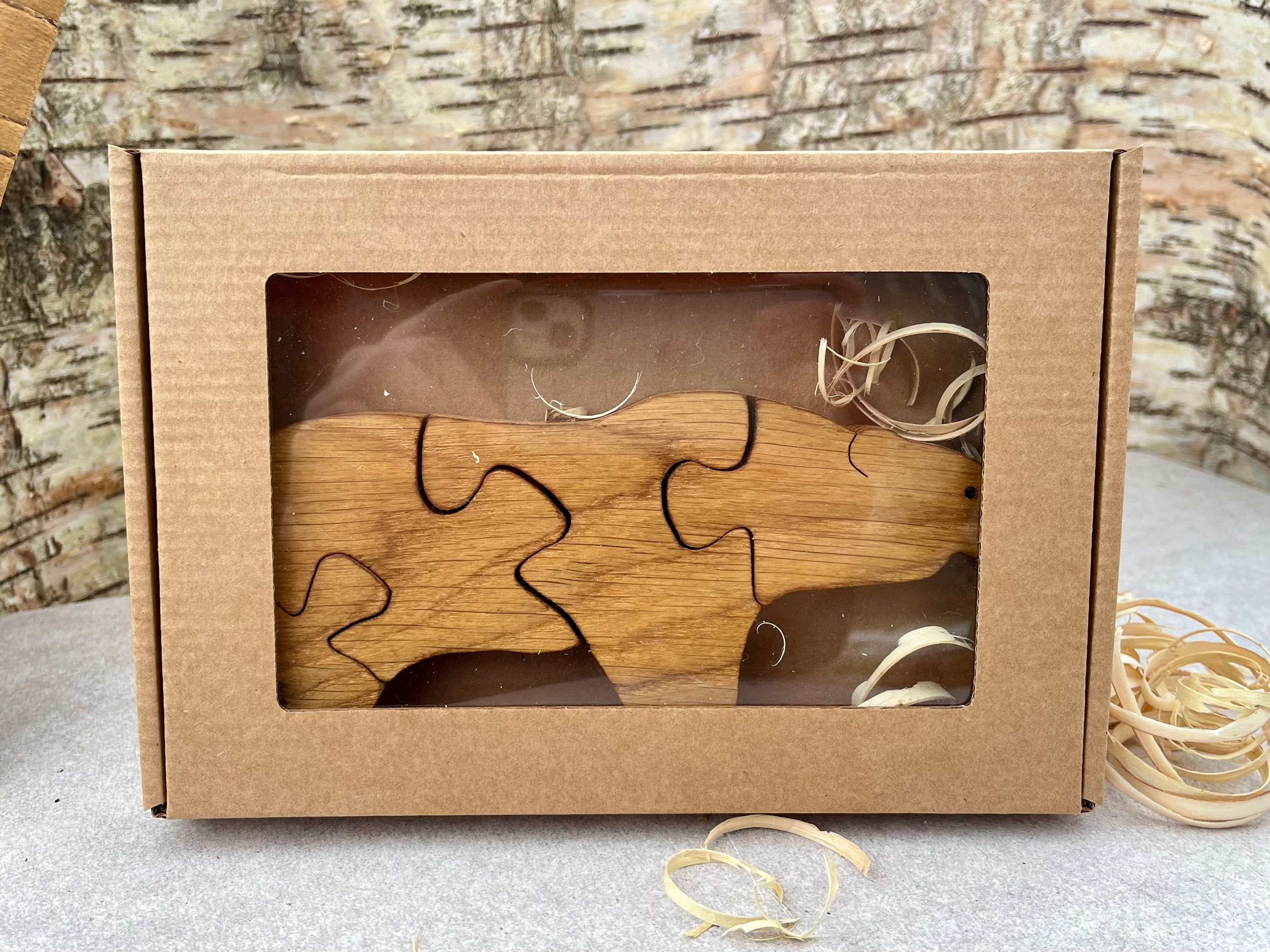 Wooden Bear Puzzle Oak Wood Bear Eco Friendly Bear Toy - Etsy