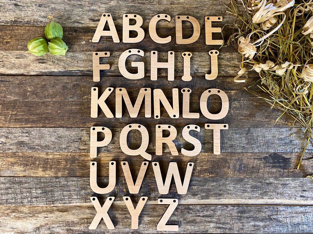 Laser Cut Wooden Letters Numbers Symbols With Holes, 2" Wooden English ...