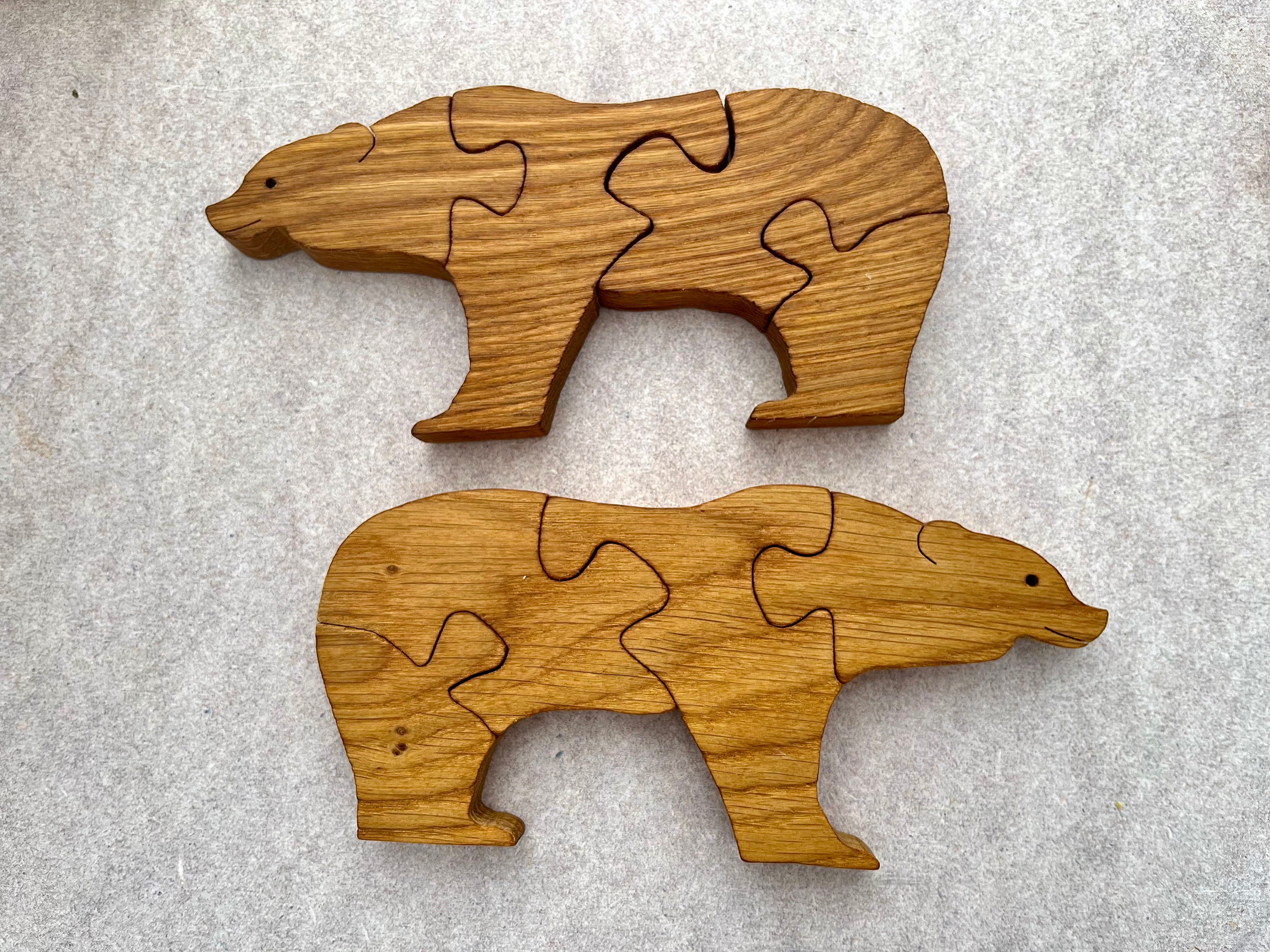 Wooden Bear Puzzle Oak Wood Bear Eco Friendly Bear Toy - Etsy