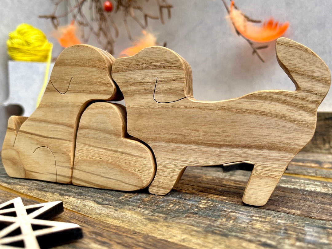 Wooden Animal Toy, Wooden Dog Figure | Doggy Shape Wood, Sensory Toys ...