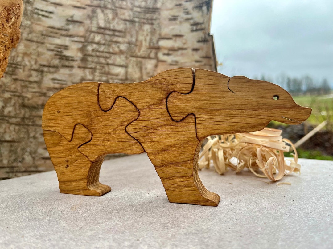 Wooden Bear Puzzle, Oak Wood Bear, Eco Friendly Bear Toy, Animal Puzzle ...