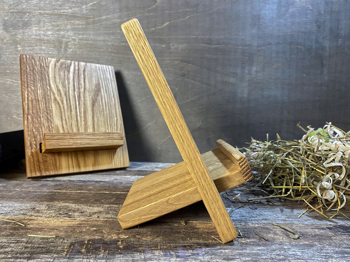 Oak Wood Stand Tablet Stand Multi Device Stand Simple Wood - Etsy