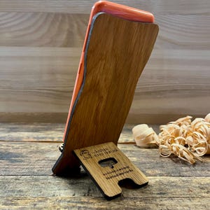 Gemini Phone Stand, Oak Wood Phone Holder, Smartphone Desk Station ...