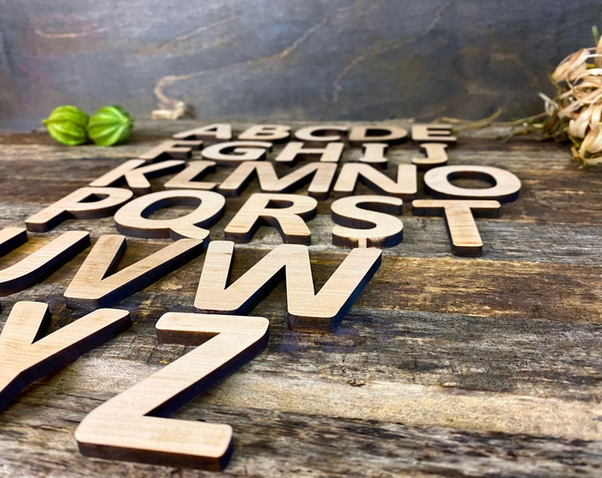 Laser Cut Wooden Letters Numbers Symbols With Holes, 2 Wooden English ...