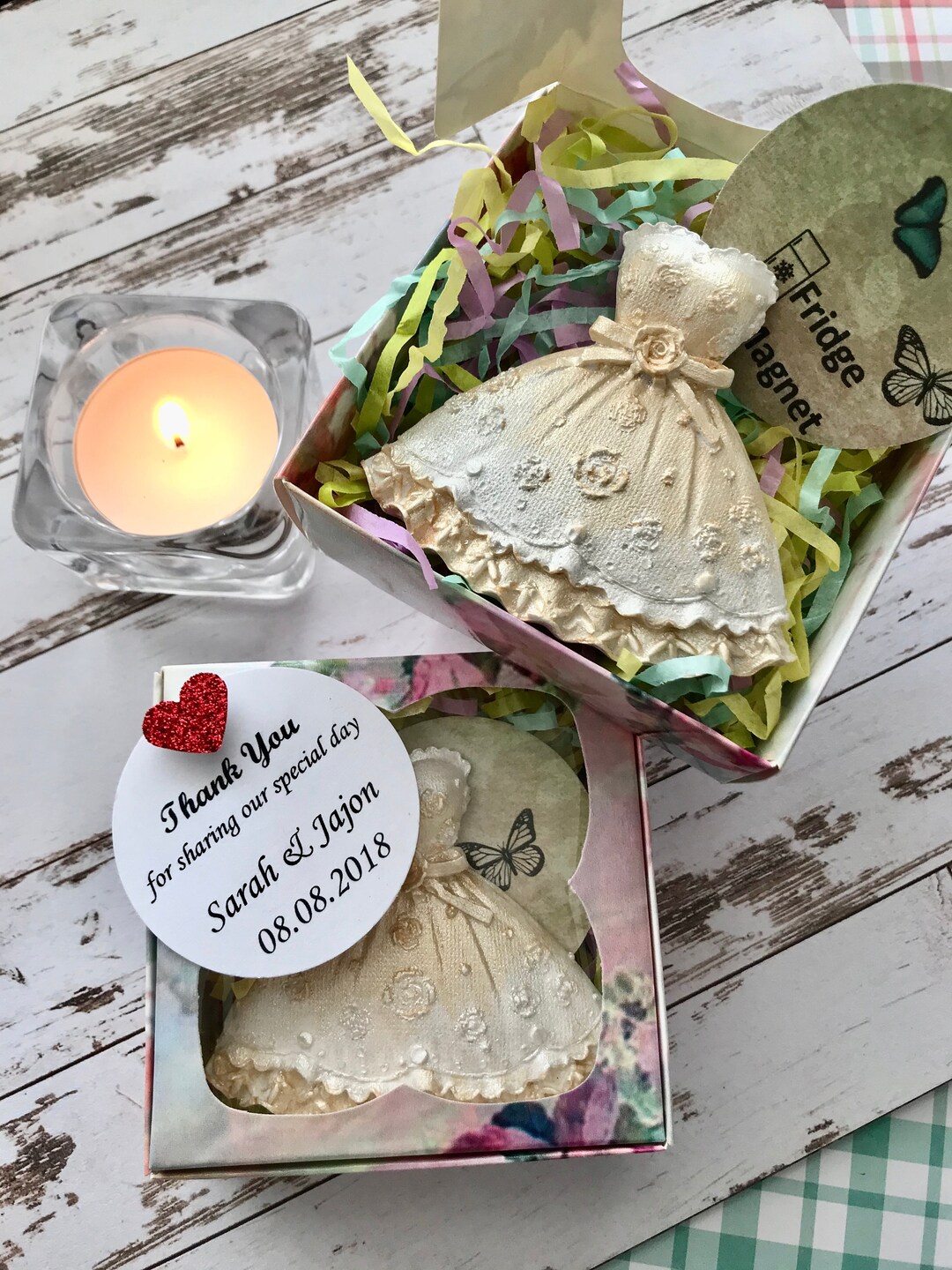 Personalised Wedding Engagement Favours Princess Dress Fridge Magnets ...