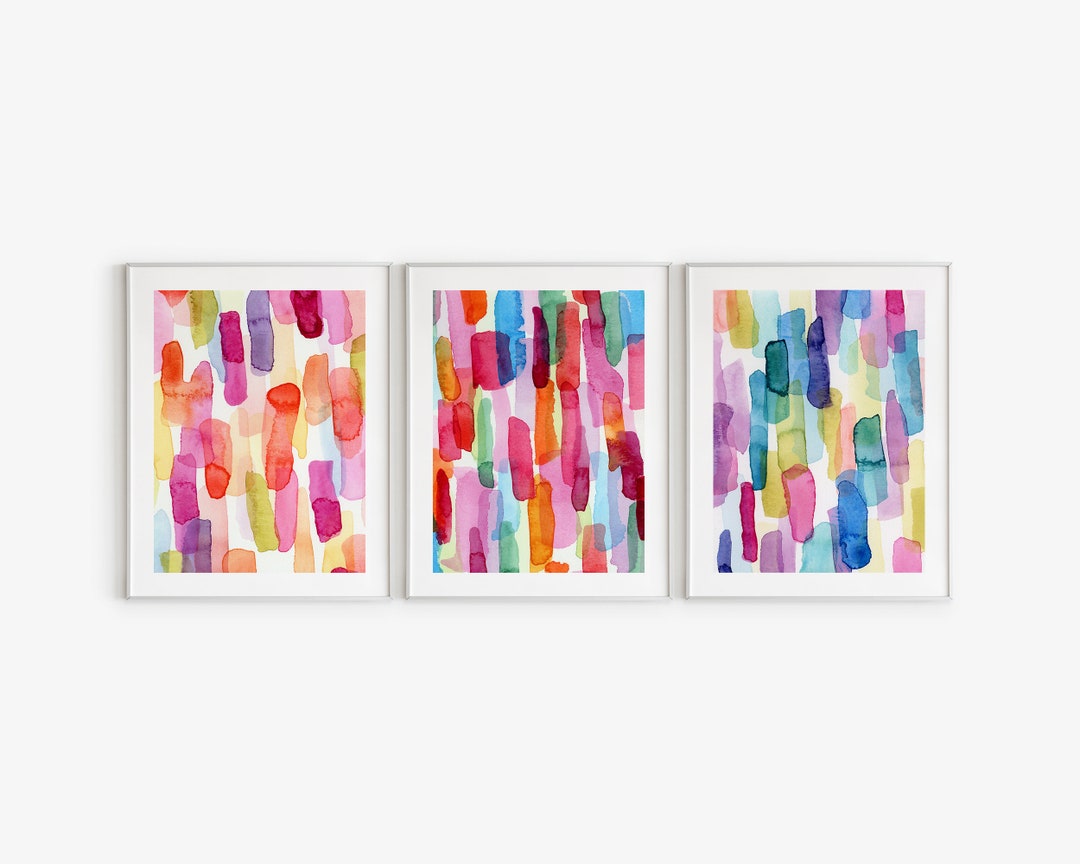 Bright Watercolor Prints, Colorful Wall Art Printable Download, Bright ...